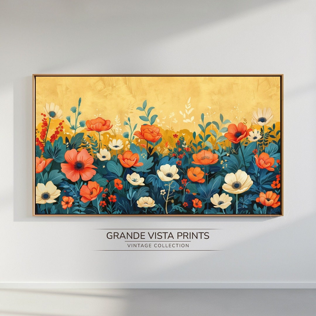 Poppy Field Samsung Frame Flower Illustration Flower Screensaver Floral ...