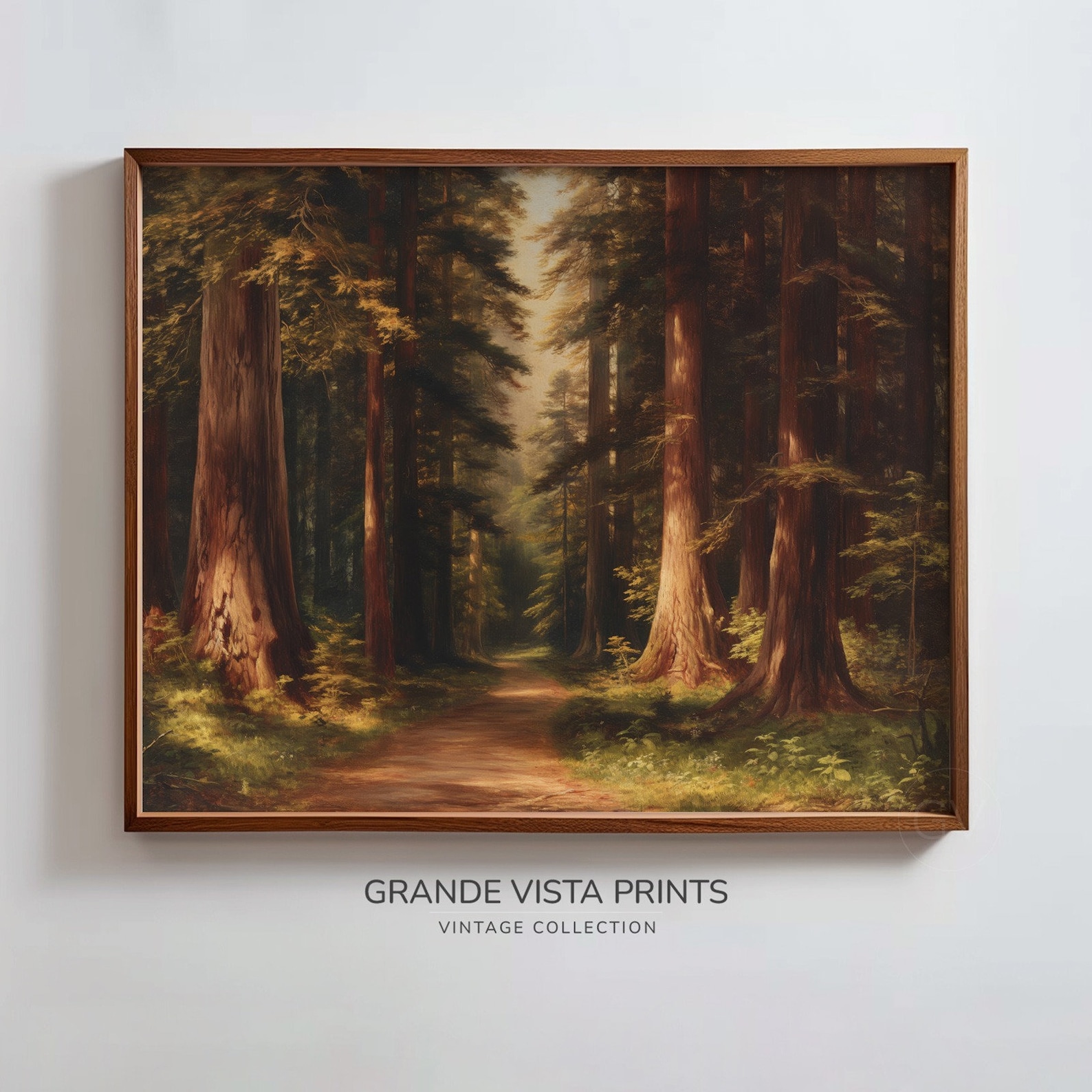 Printable Redwood Forest Path Landscape Painting Redwood Forest Path ...
