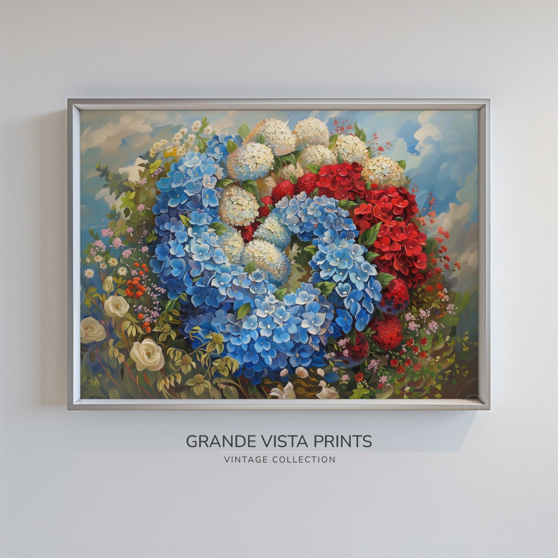 Independence Day Flower Painting Printable Wall Art Fourth of July ...