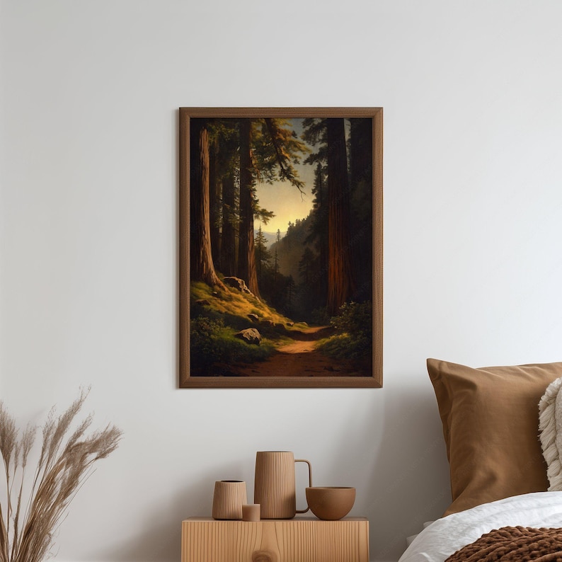 Quadro para impressão de paisagem de pôr do sol na montanha e floresta ...