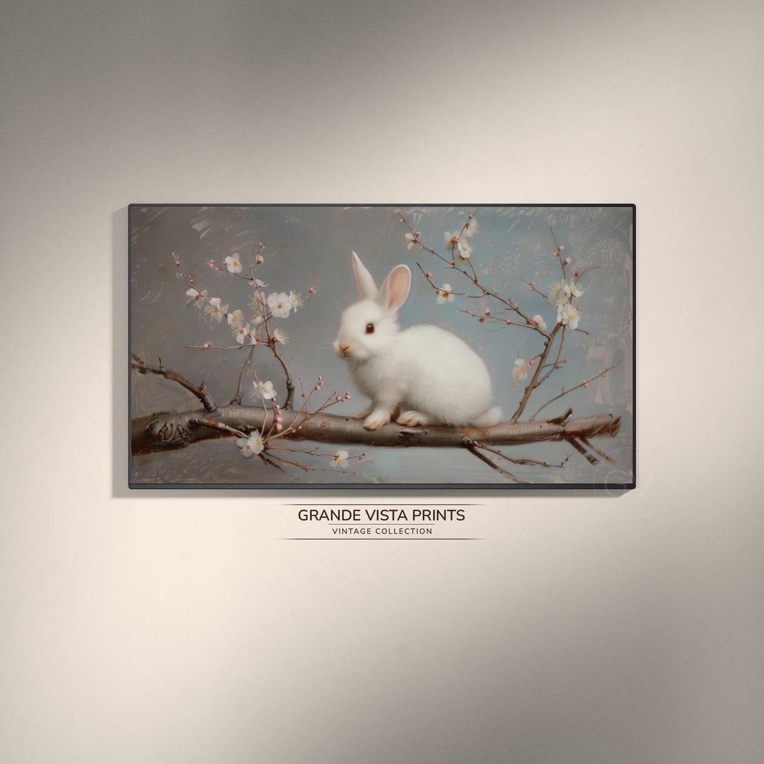 White Rabbit Samsung Frame TV Art | Spring Digital Download | Rabbit ...