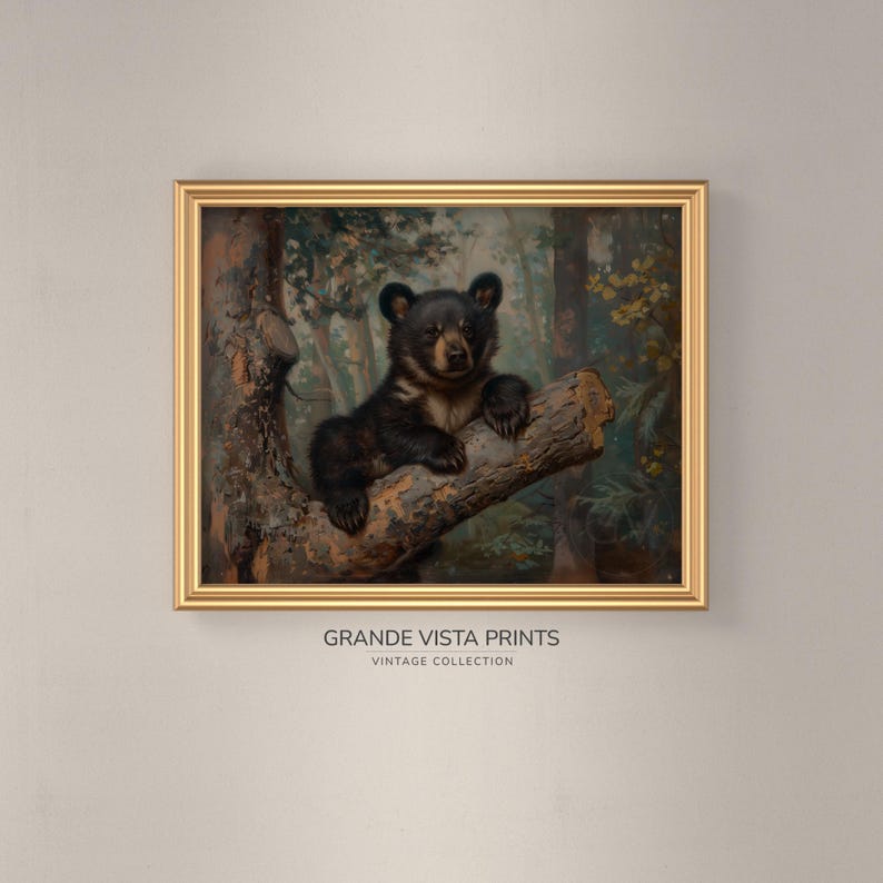 Black Bear Cub Art Print | Printable Wildlife Art | Digital Printable ...