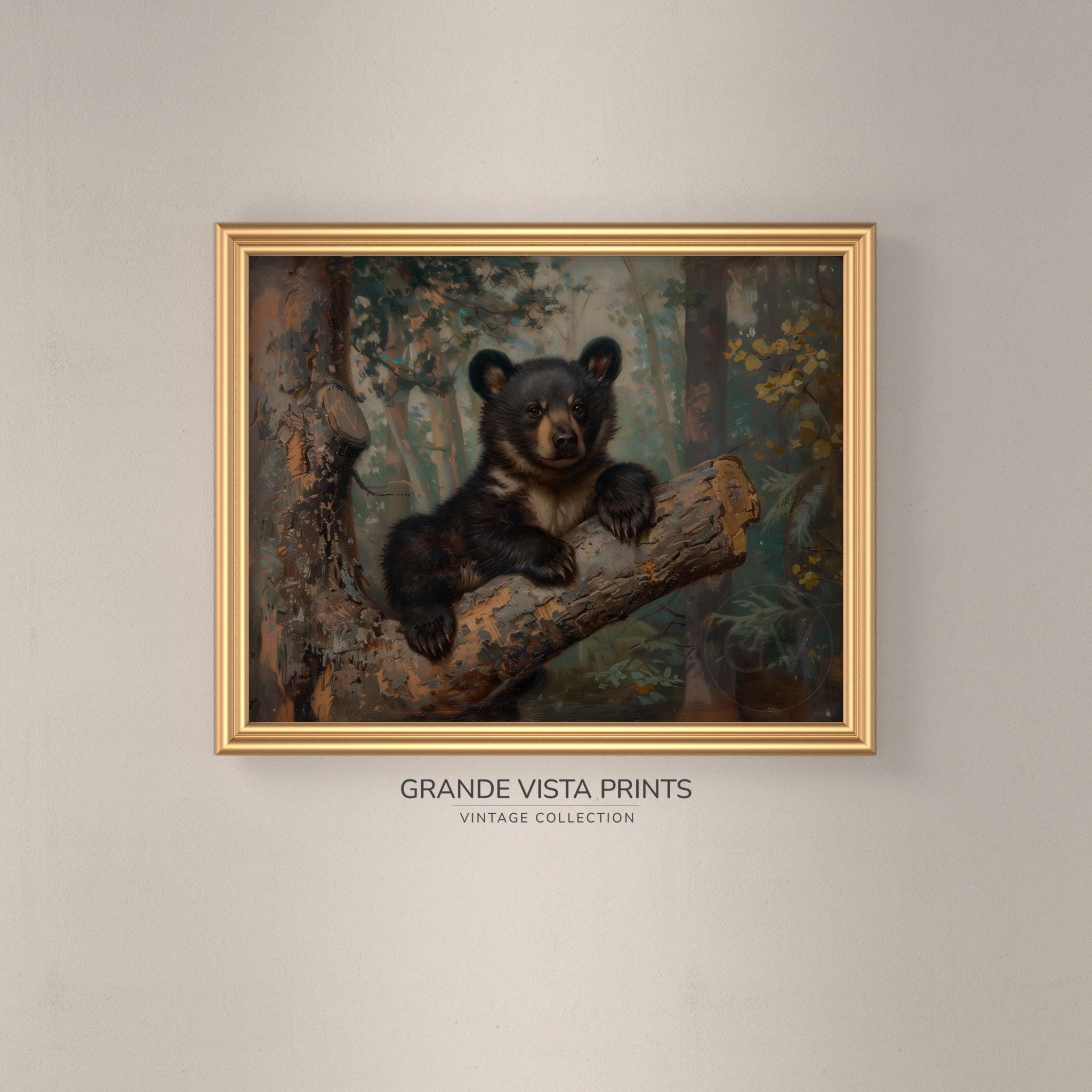 Black Bear Cub Art Print | Printable Wildlife Art | Digital Printable ...