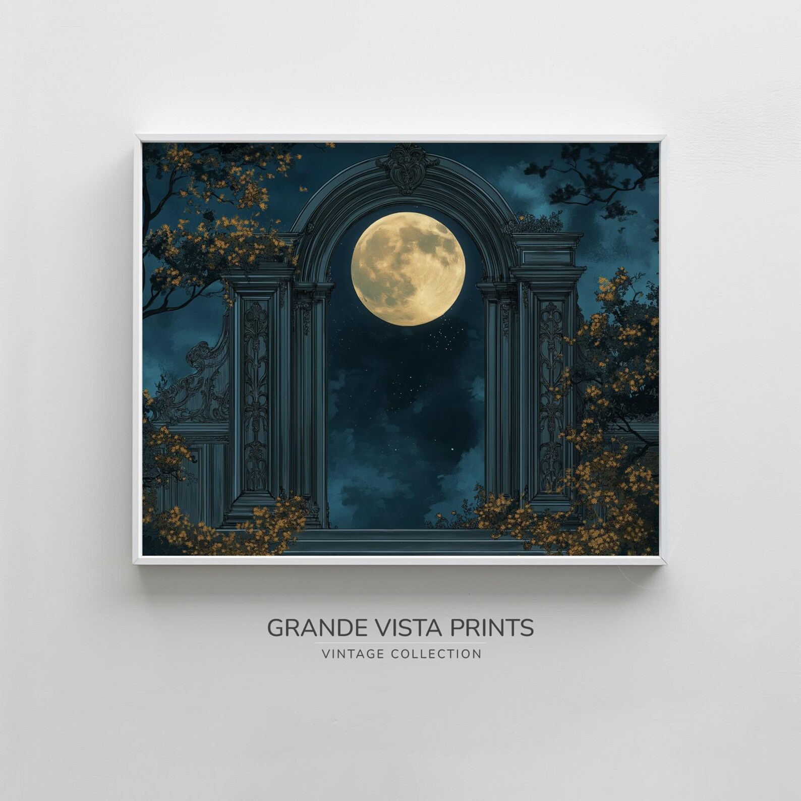 Printable Halloween Moon Artwork Halloween Moon Painting Digital ...