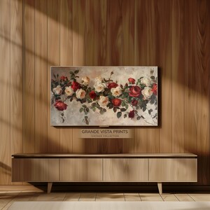 Red and White Rose Frame TV Art | White and Red Flower Still Life Art ...