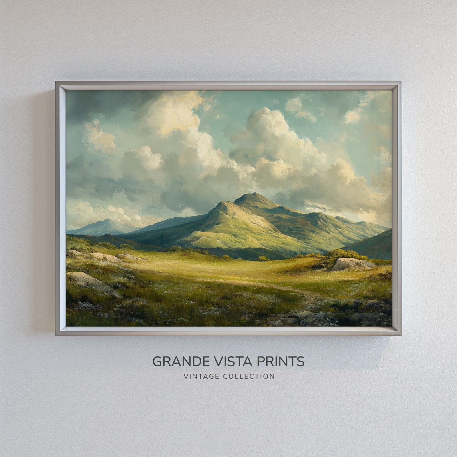 Printable Mountain Range Landscape Painting Digital Download Mountain ...