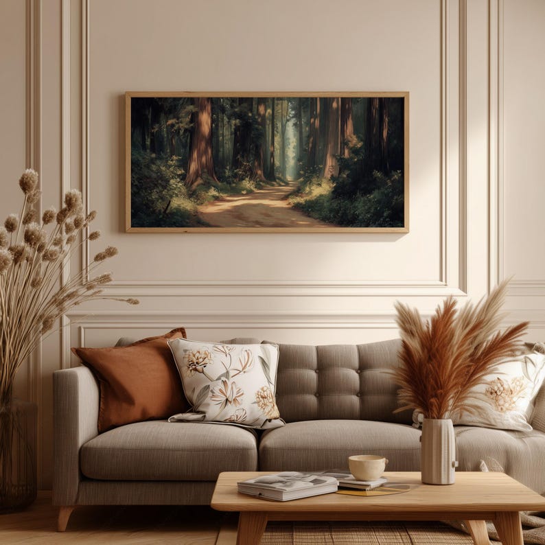 Large Panorama Forest Painting Printable, Ultra Wide Woodland Extra ...