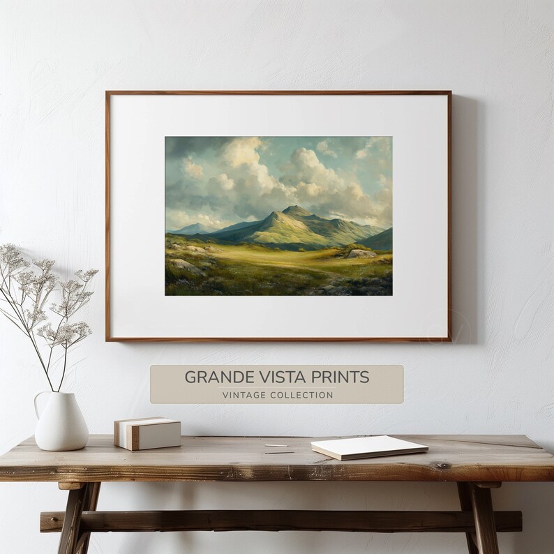 Printable Mountain Range Landscape Painting Digital Download Mountain ...