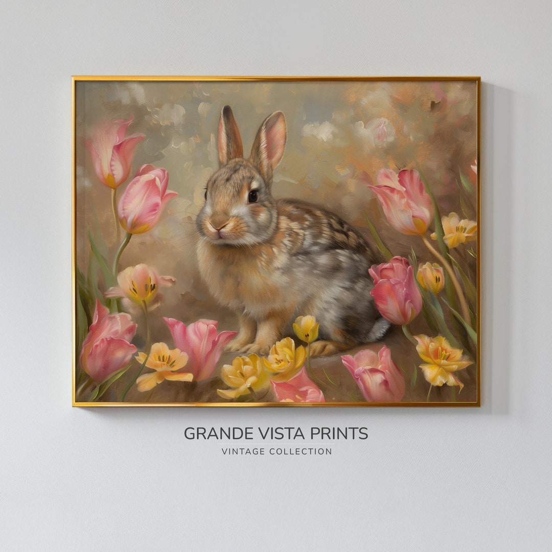Easter Rabbit Printable Painting Digital Download Wall Art Instant ...