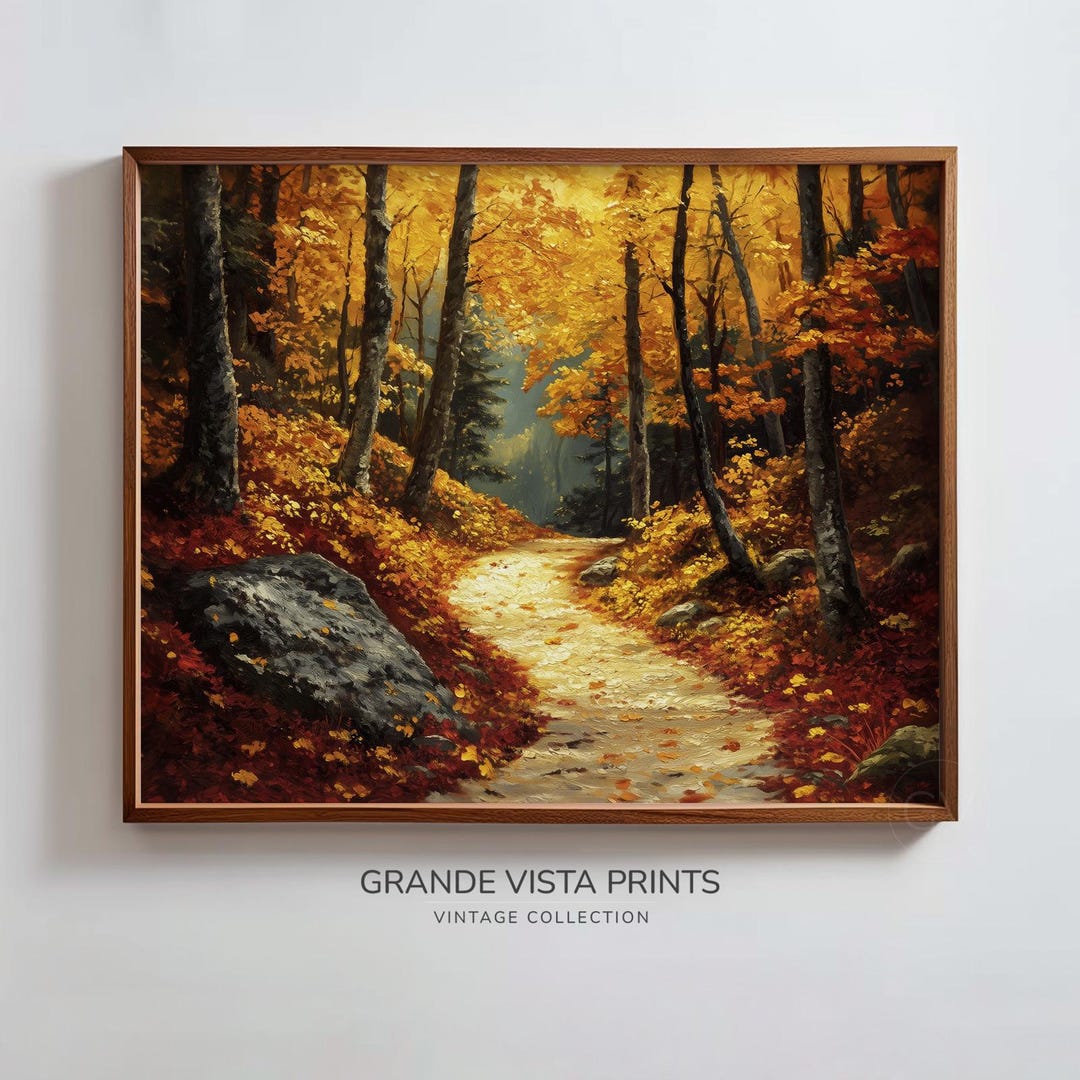 Autumn Fall Forest Landscape Painting Printable Wall Art Printable ...