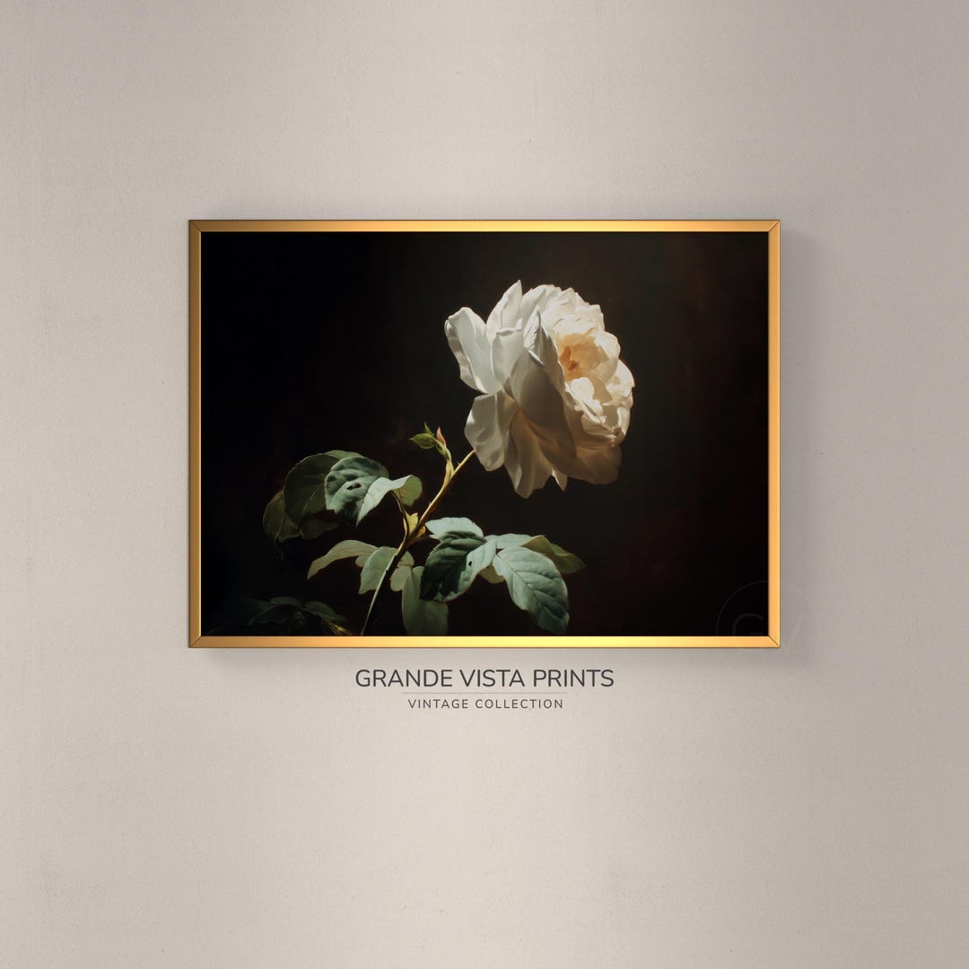 Printable White Rose Painting Wall Decor, White Floral Still Life Wall ...