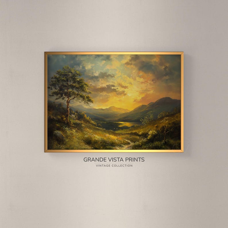 Golden Sunset Valley Printable Wall Art | Valley Landscape Digital Home ...