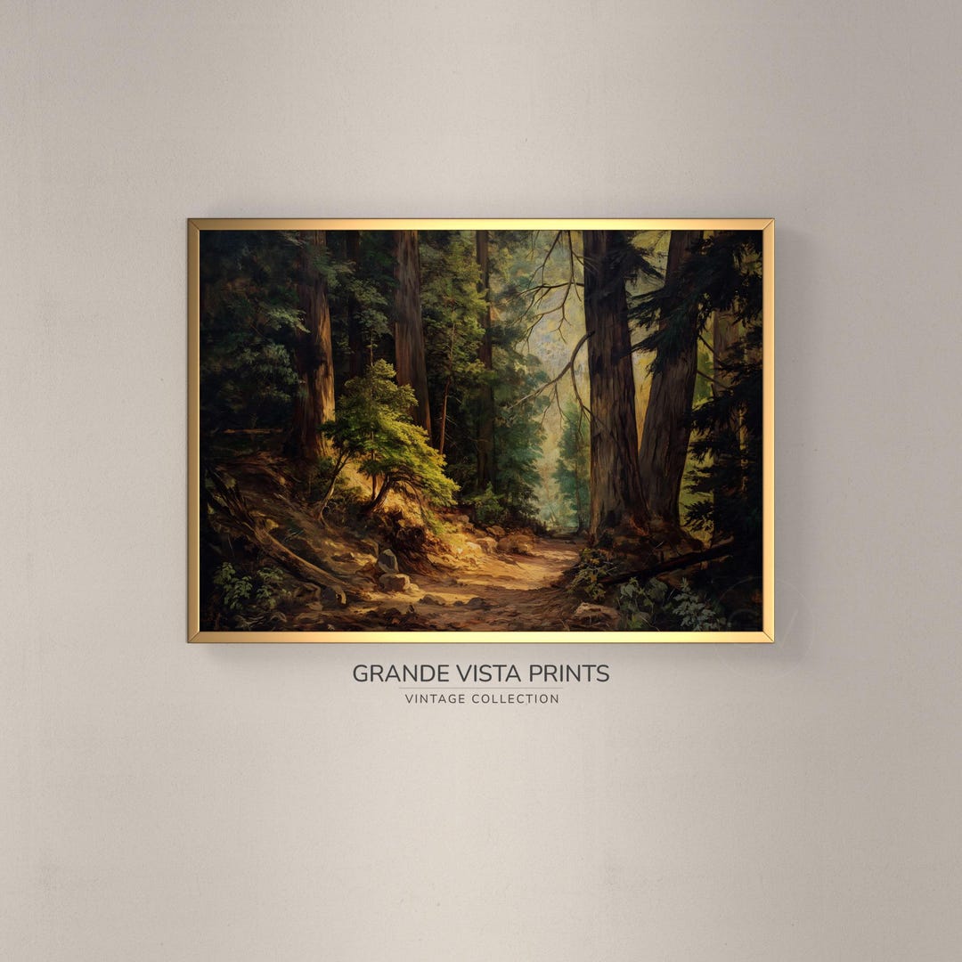 Printable Forest Trees Painting Wall Art | Evergreen Trees Printable ...