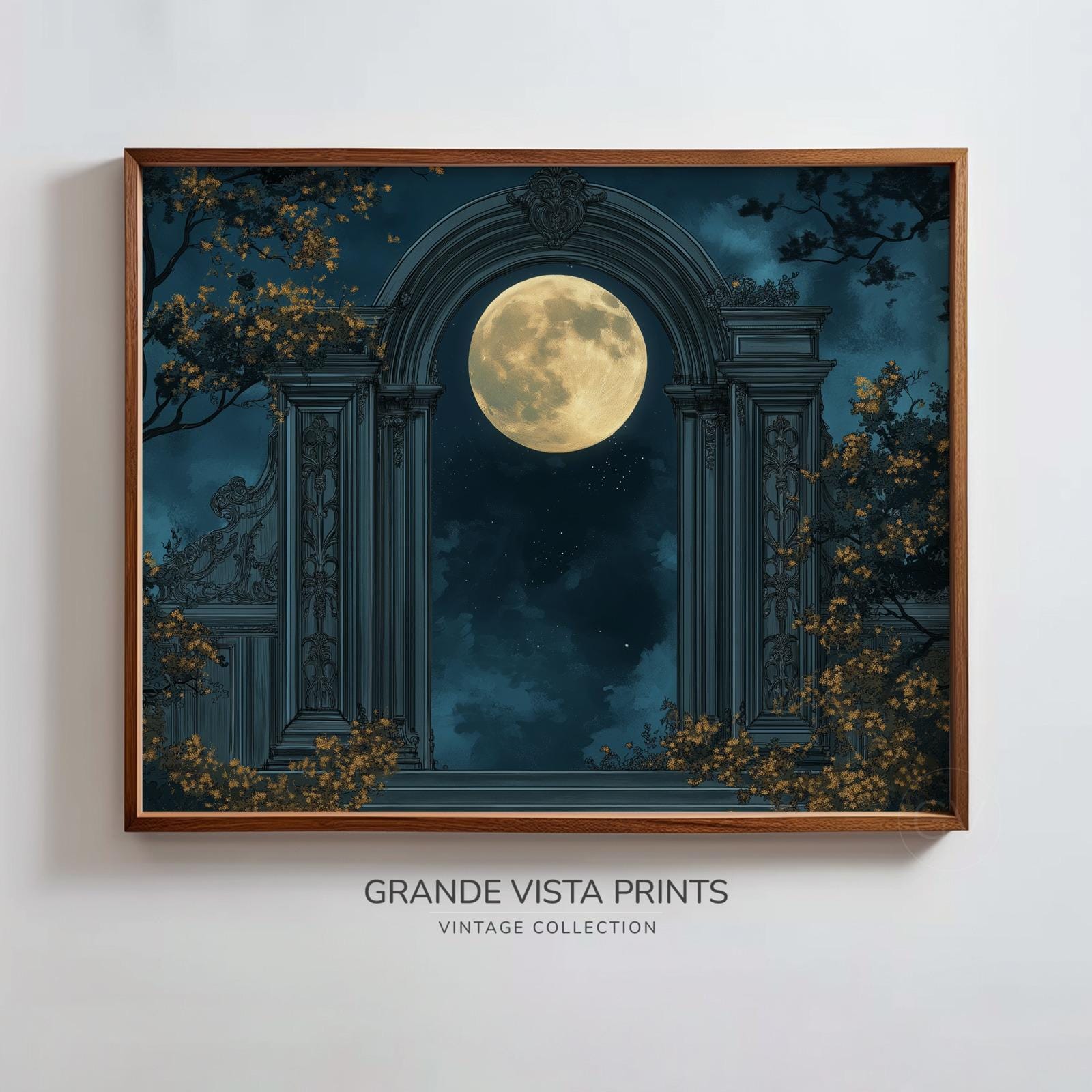 Printable Halloween Moon Artwork Halloween Moon Painting Digital ...