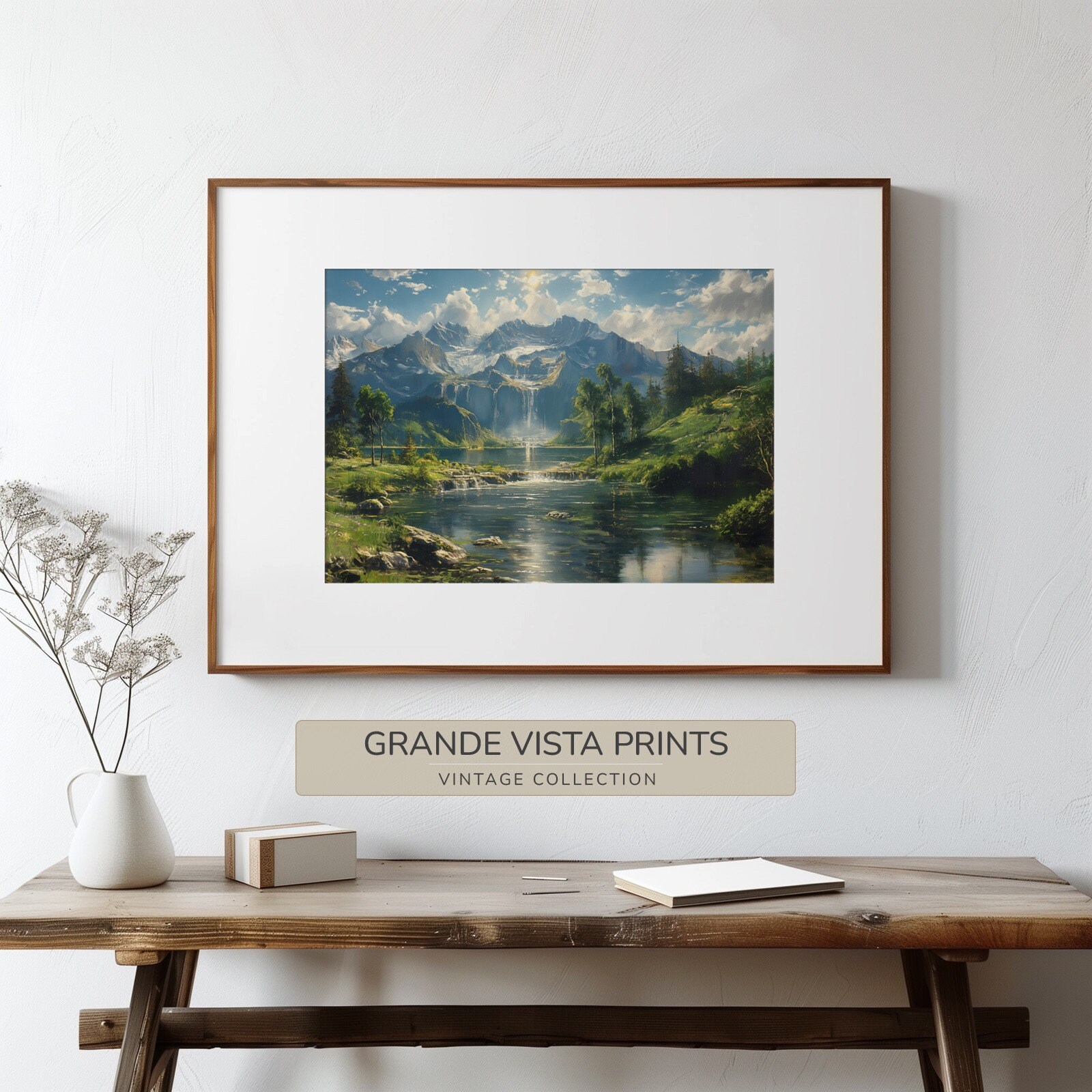 Idillic Mountain Spring Printable Landscape Painting Instant Download ...