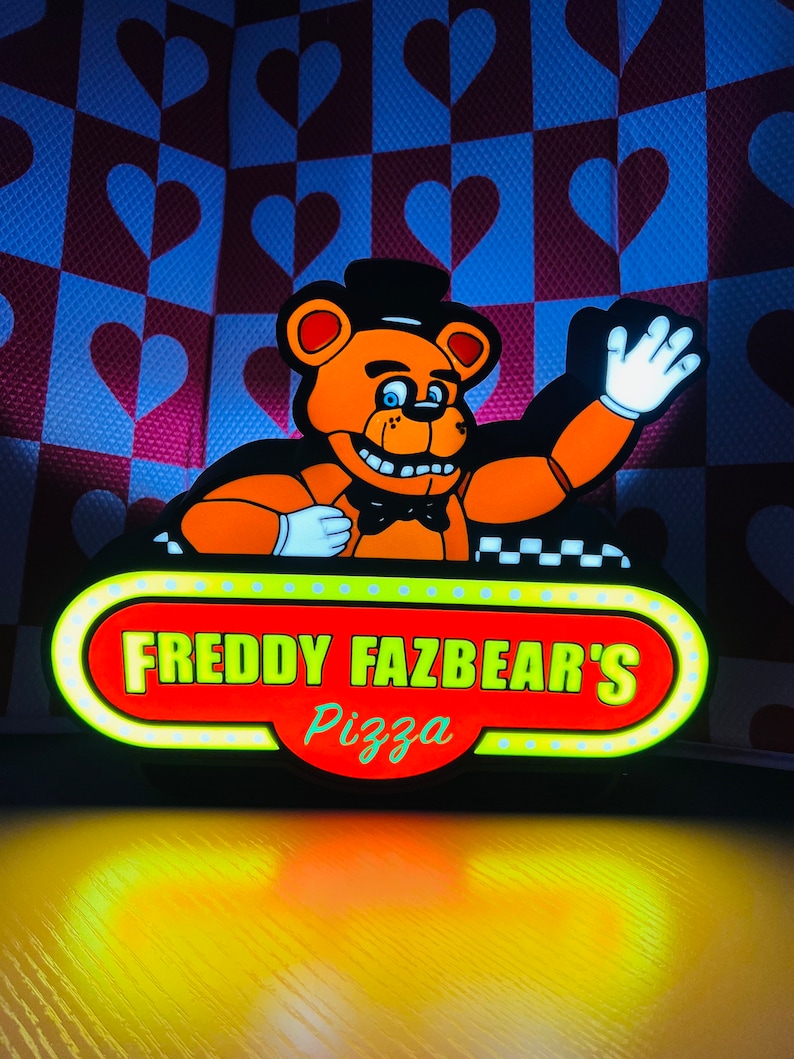 FNAF Inspired Freddy Fazbear LED Sign With Stand - Etsy