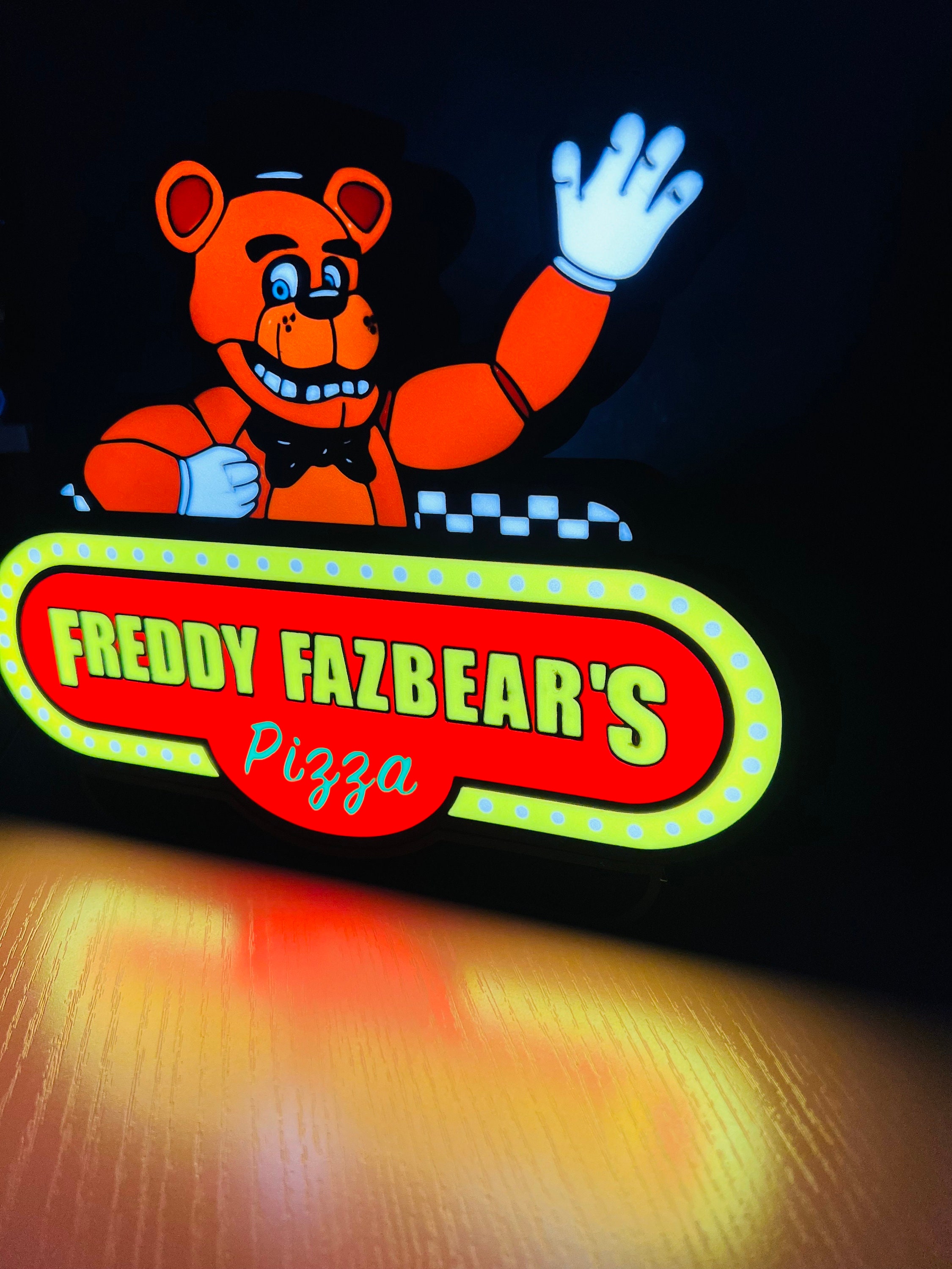 FNAF Inspired Freddy Fazbear LED Sign With Stand - Etsy