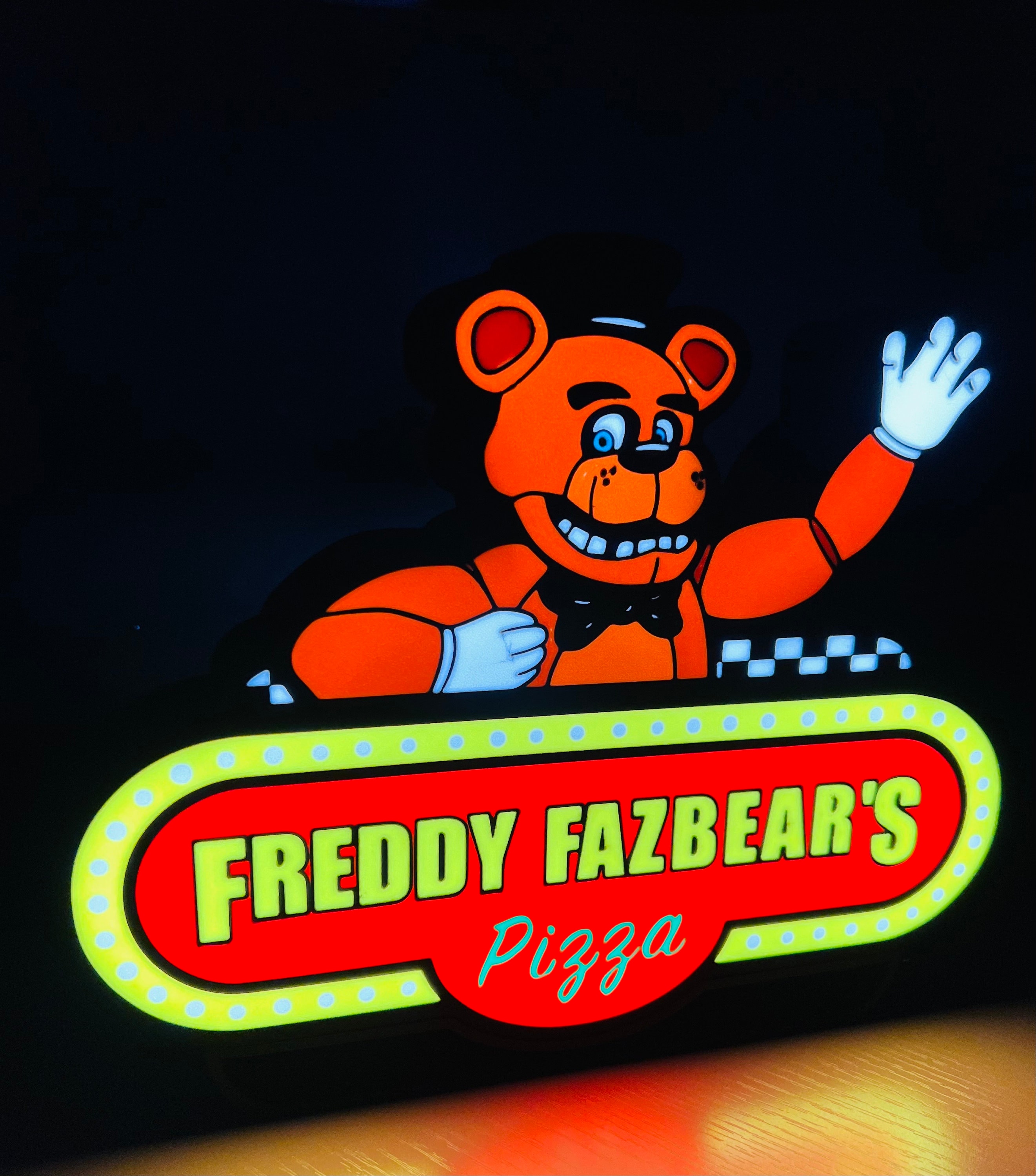 FNAF Inspired Freddy Fazbear LED Sign With Stand - Etsy