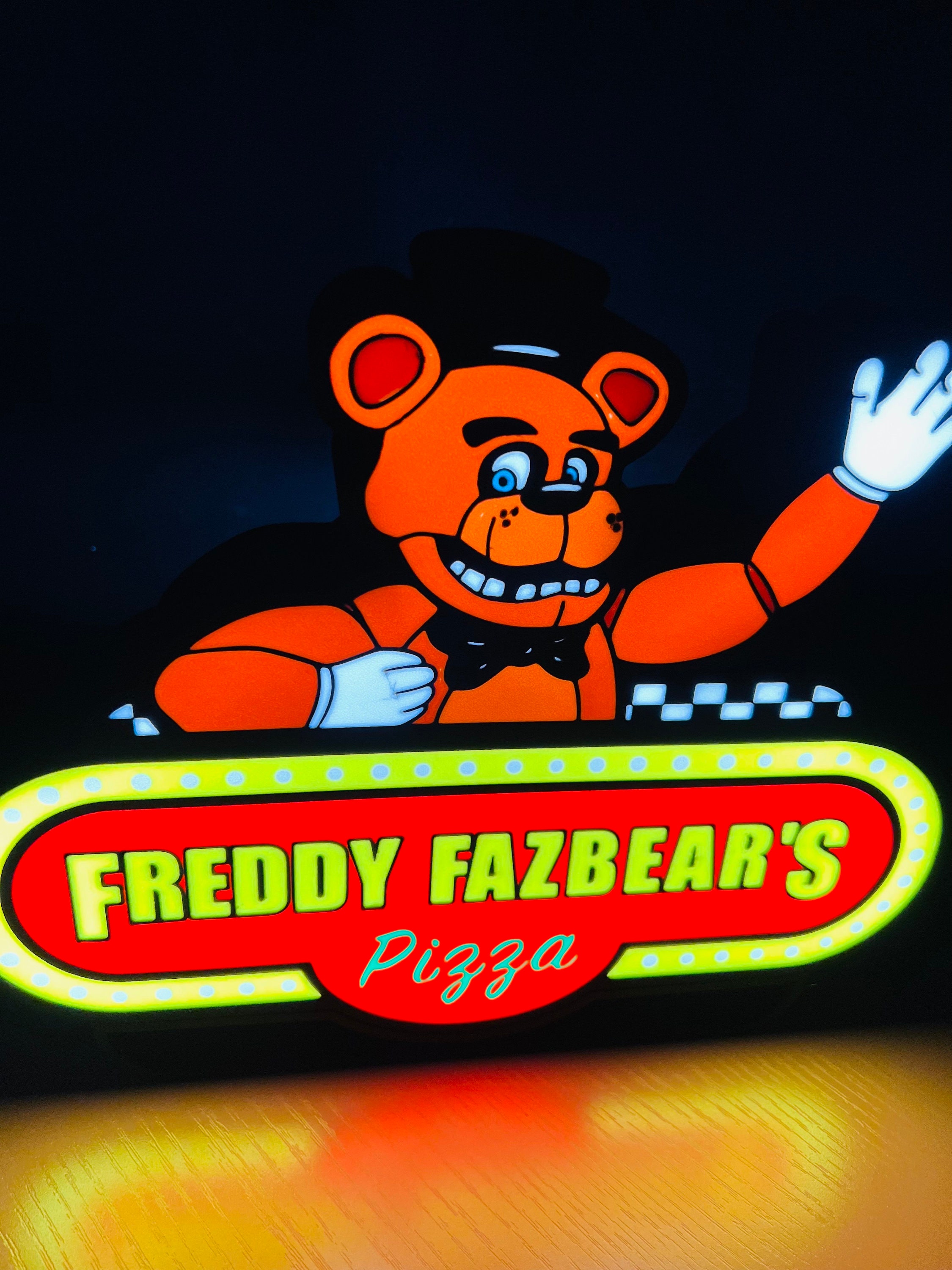 FNAF Inspired Freddy Fazbear LED Sign With Stand - Etsy