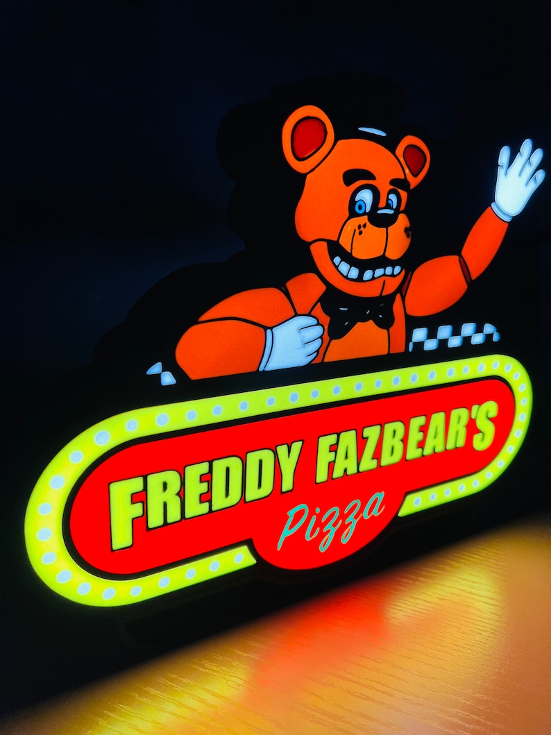 FNAF Inspired Freddy Fazbear LED Sign With Stand - Etsy