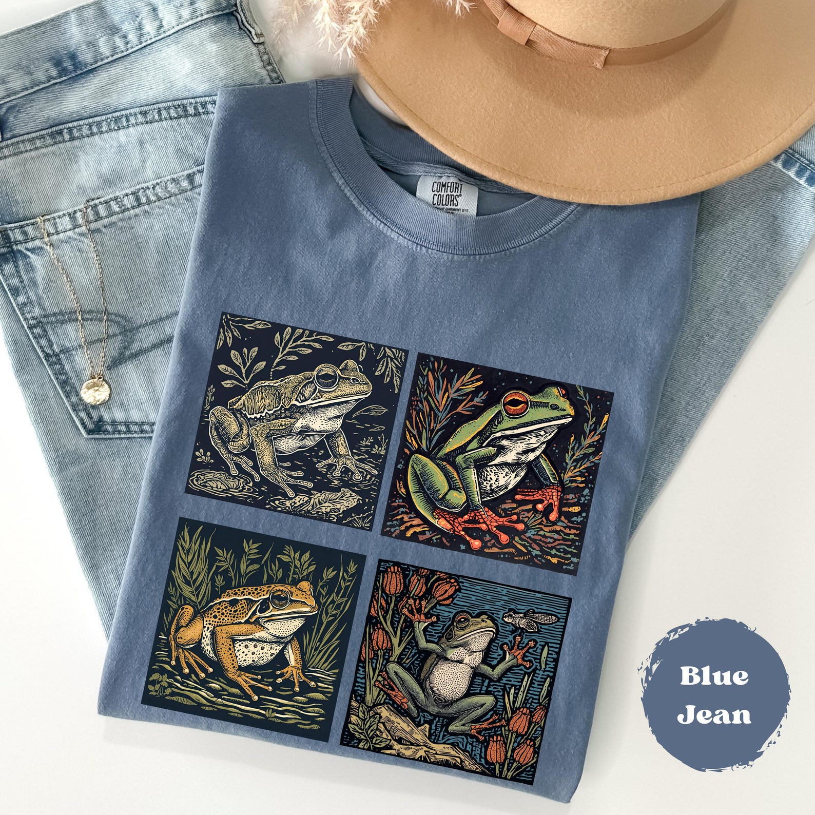 Frog Linocut Comfort Colors® Retro, 90s Old School, Amphibian Lover ...