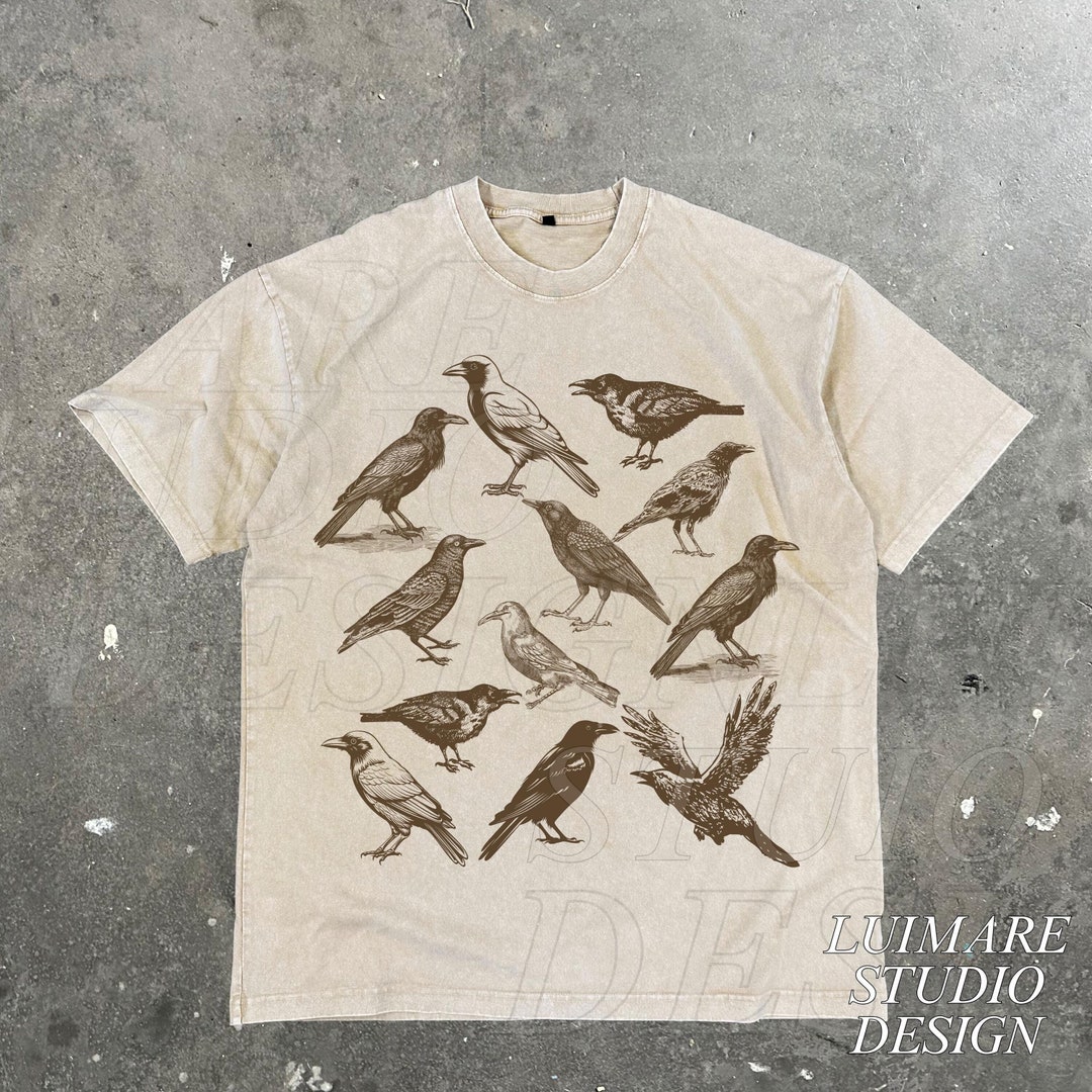 Crow Shirt Retro 90s Raven Tattoo Vintage Distressed Y2k Bird Lovers ...