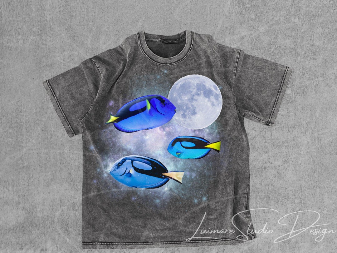 Blue Tang Fish Vintage Distressed Graphic Tshirts Retro Old School 90s ...