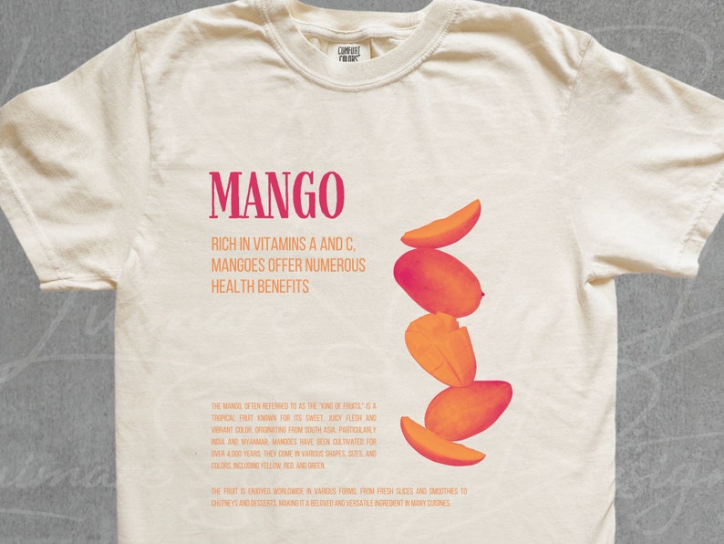 Fruits Mango Retro Graphic Comfort Colors® Mango Tshirt Vintage ...