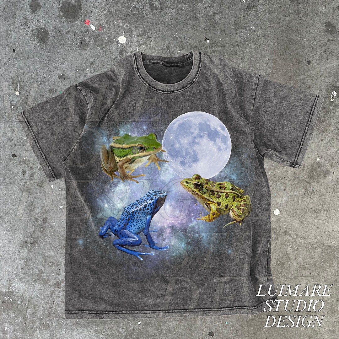 Frog Shirt 90s Graphic Vintage Distressed Frog Lover Retro Moon Tee Old ...