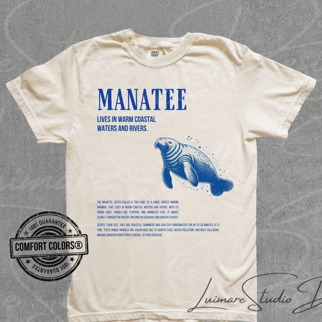 Sea Animals Manatee Shirt Retro Graphic Comfort Colors® Tshirt Vintage ...