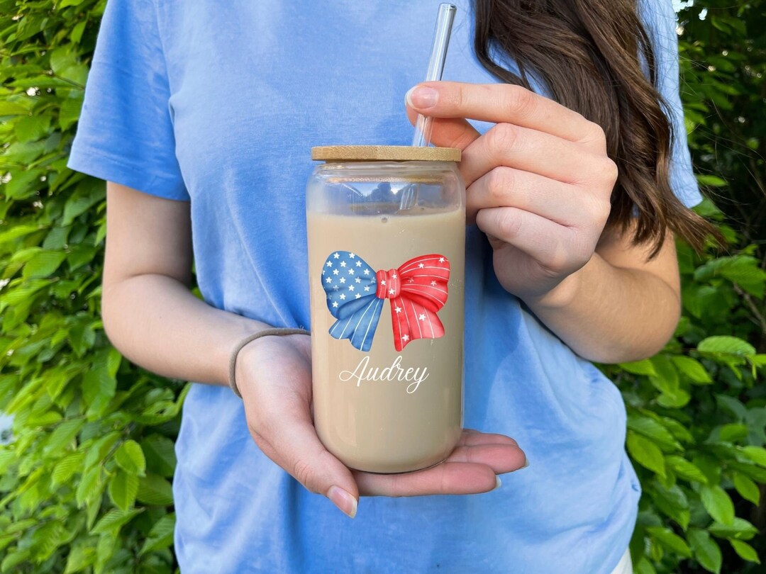 Personalized Independence Day Coquette Glass Tumbler 4th of July 1776 ...