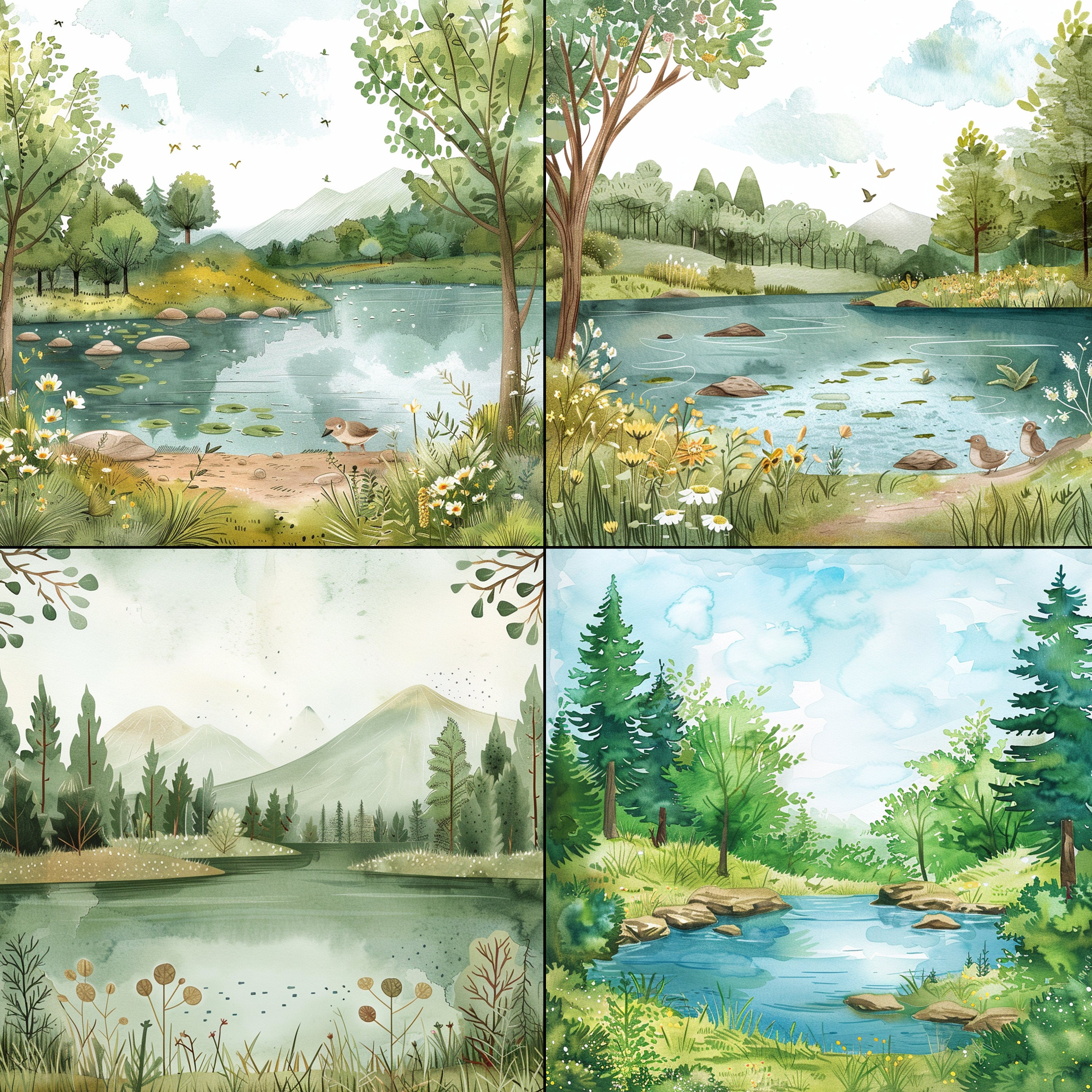 Woodland Ducks Clipart, Watercolor Forest Animals, Wild Woodland Ducks ...