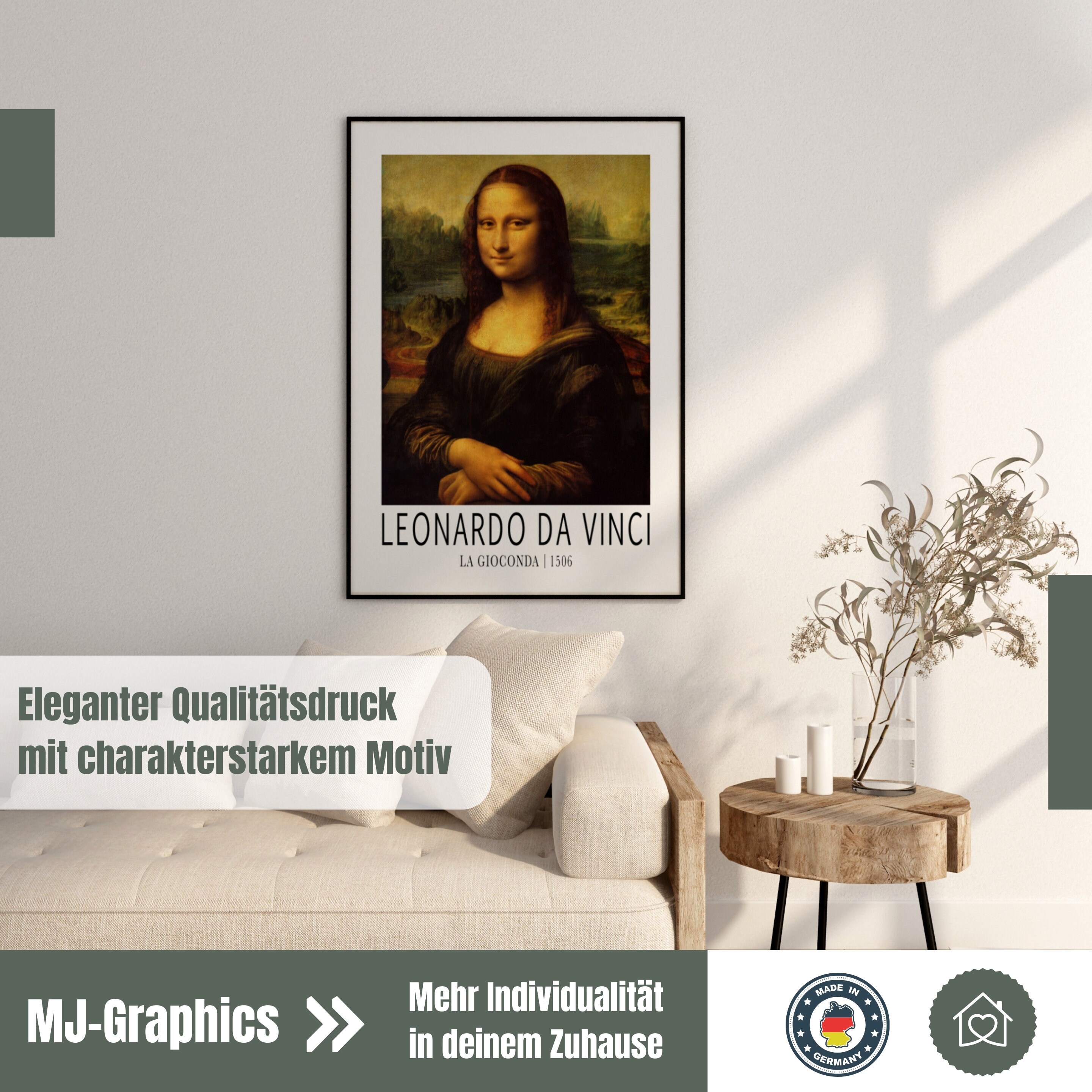 MJ-GRAPHICS® Poster Mona Lisa La Joconde Art Print - Leonardo Da Vinci ...