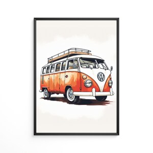MJ-GRAPHICS® - Mood Poster Vw Oldtimer Vintage - Living Room Decoration ...