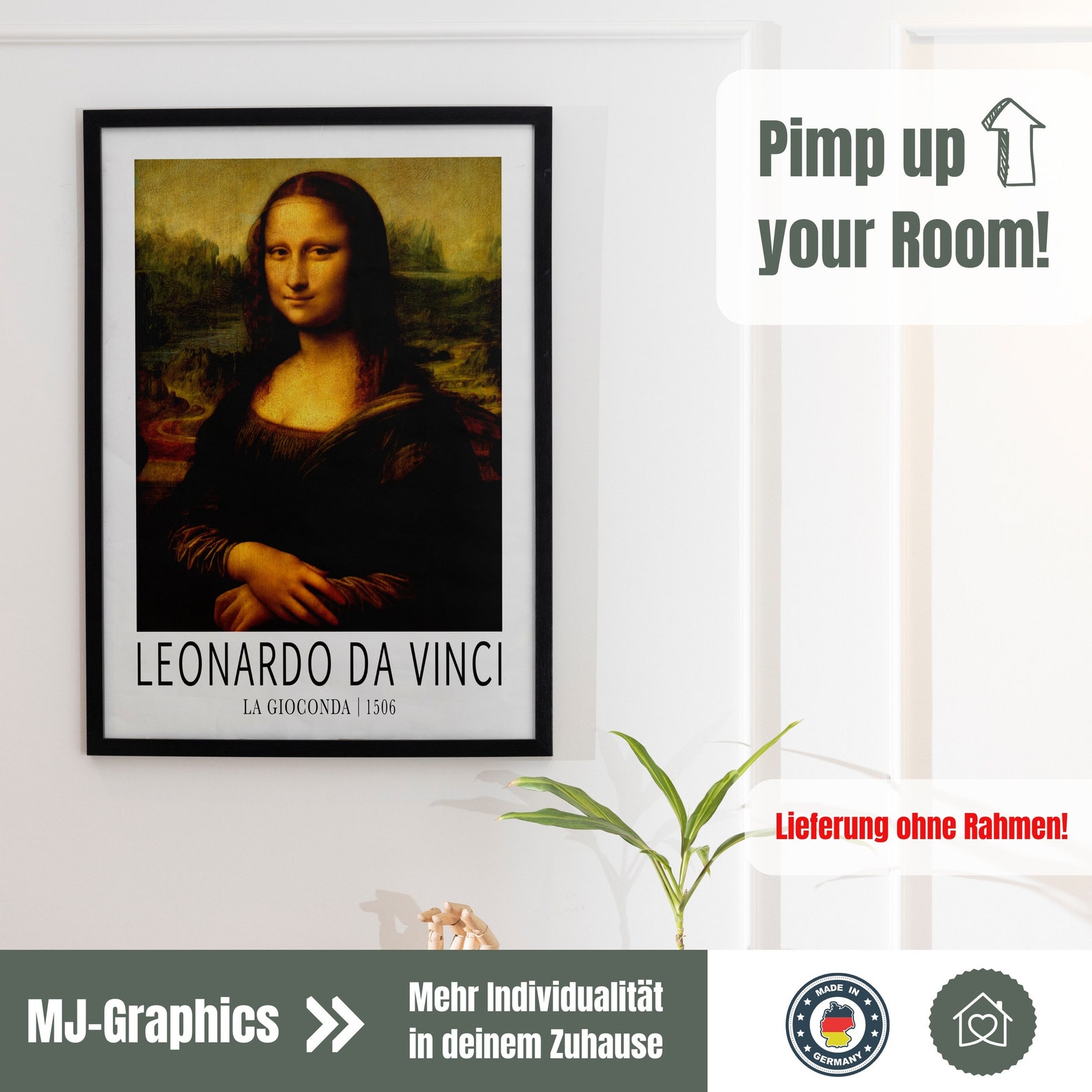 MJ-GRAPHICS® Poster Mona Lisa La Joconde Art Print - Leonardo Da Vinci ...