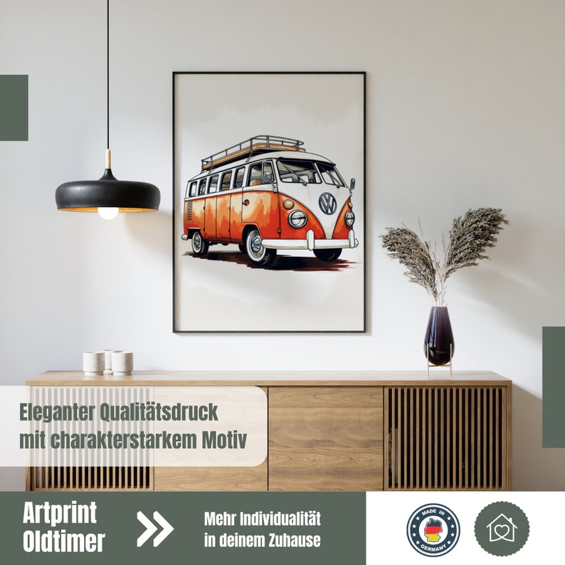 MJ-GRAPHICS® - Mood Poster Vw Oldtimer Vintage - Living Room Decoration ...