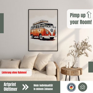 MJ-GRAPHICS® - Mood Poster Vw Oldtimer Vintage - Living Room Decoration ...