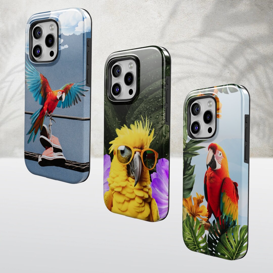 Funny Parrot Phone Case Colorful Feather Cover for iPhone 15pro, 14, 13 ...