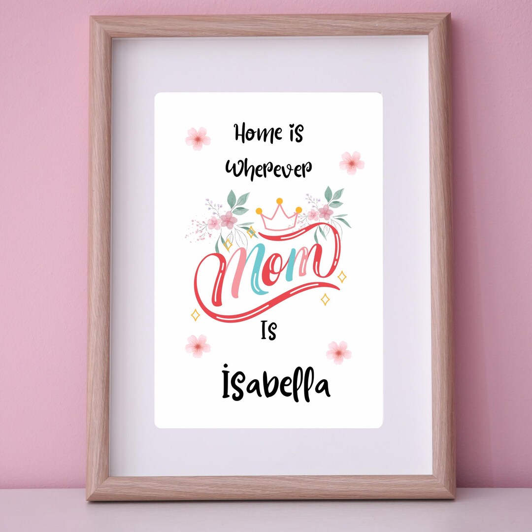 Personalized Mother’s Day Wall Art | Home is Wherever Mom is | 50x70 Cm ...