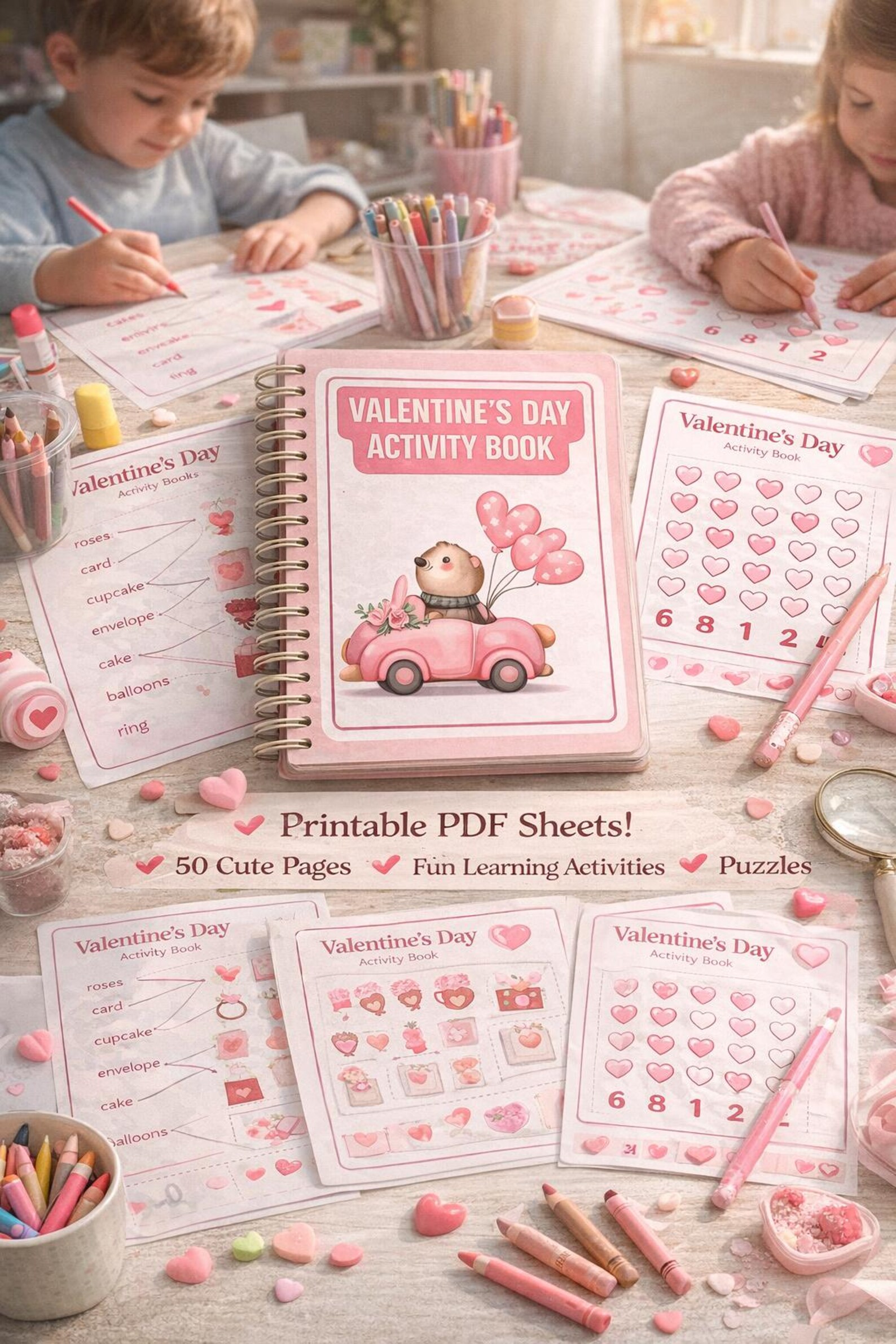 Valentine’s Day Activity Book for Kids | 50 Page Printable Worksheets ...