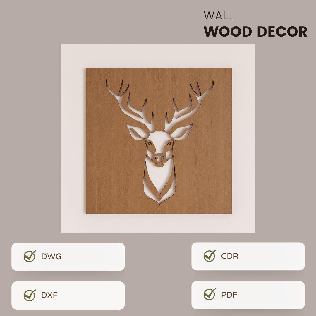 Elegant Deer Wall Art - Wood Vector Cutout, Wood Cnc Deer, Wood Cnc ...