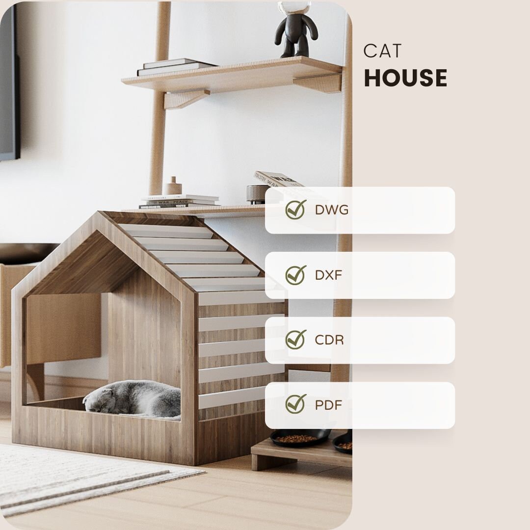 Triangle Minimalist Cat House, Unique Cat House, Cnc Pet House, Modern ...