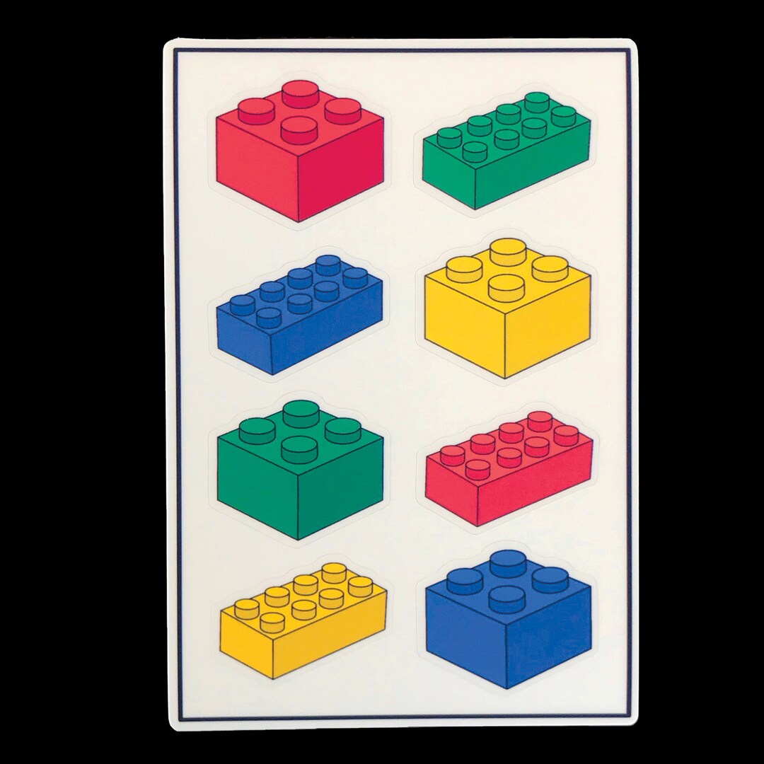 Colorful Bricks Sticker Sheet 2x2 & 2x4 Building Blocks Bricks Smooth ...