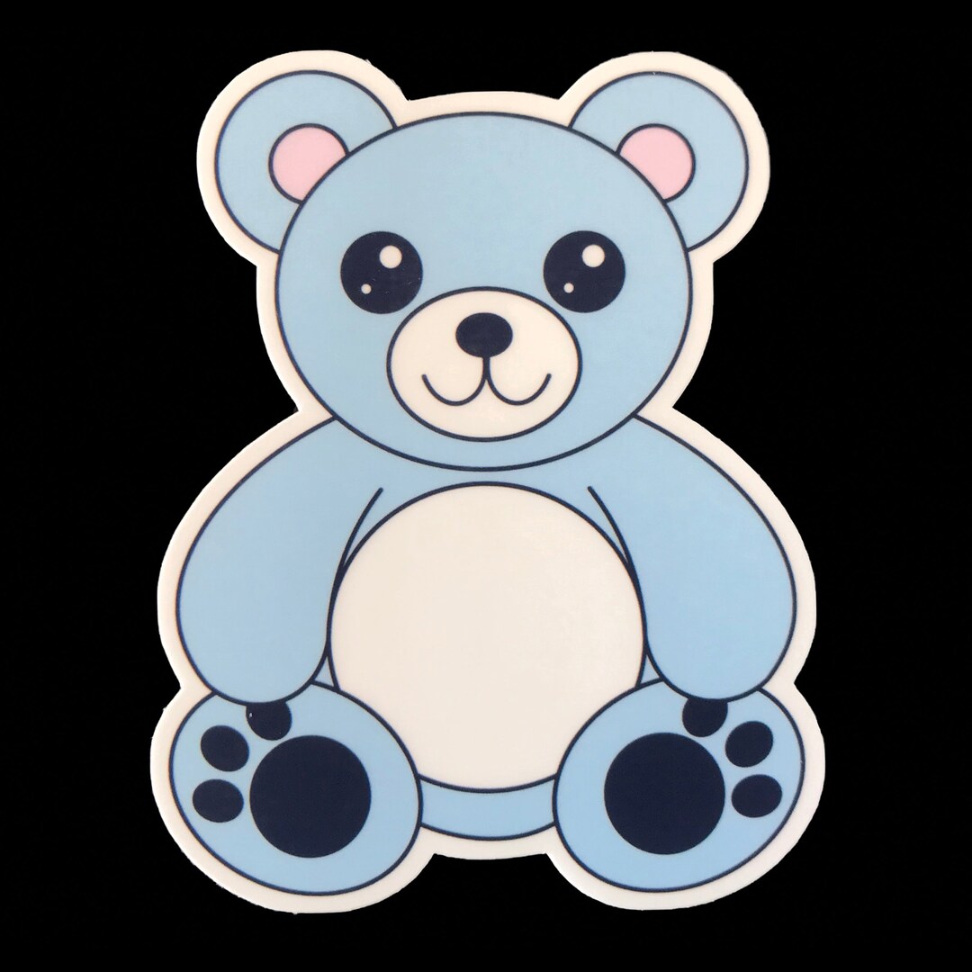 Cute Easter Pastel Blue Bear Smooth Matte Finish Vinyl Sticker ...