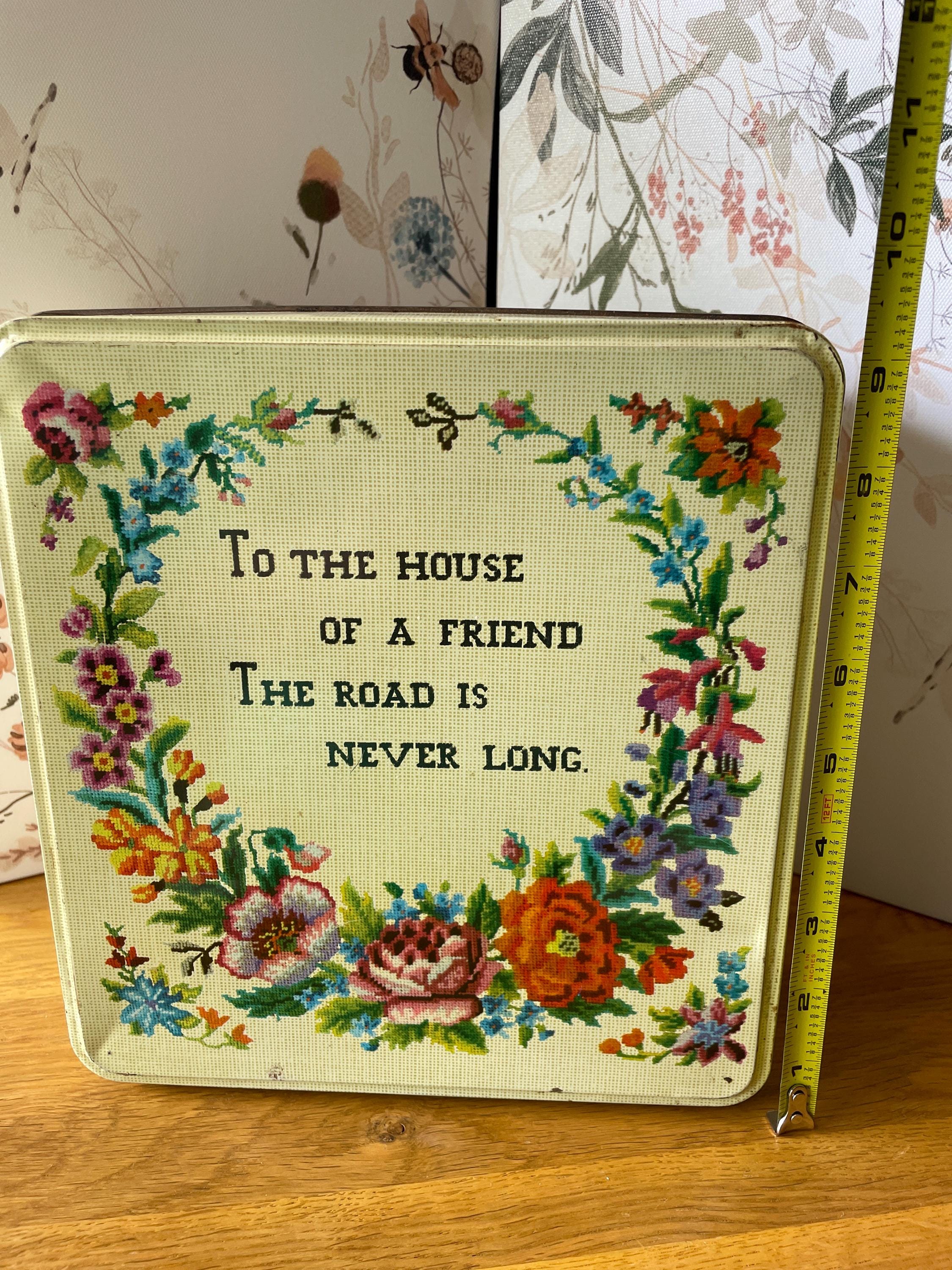 Vintage Mondays Child Poem Square Bisquit Tin “to the House of a Friend ...