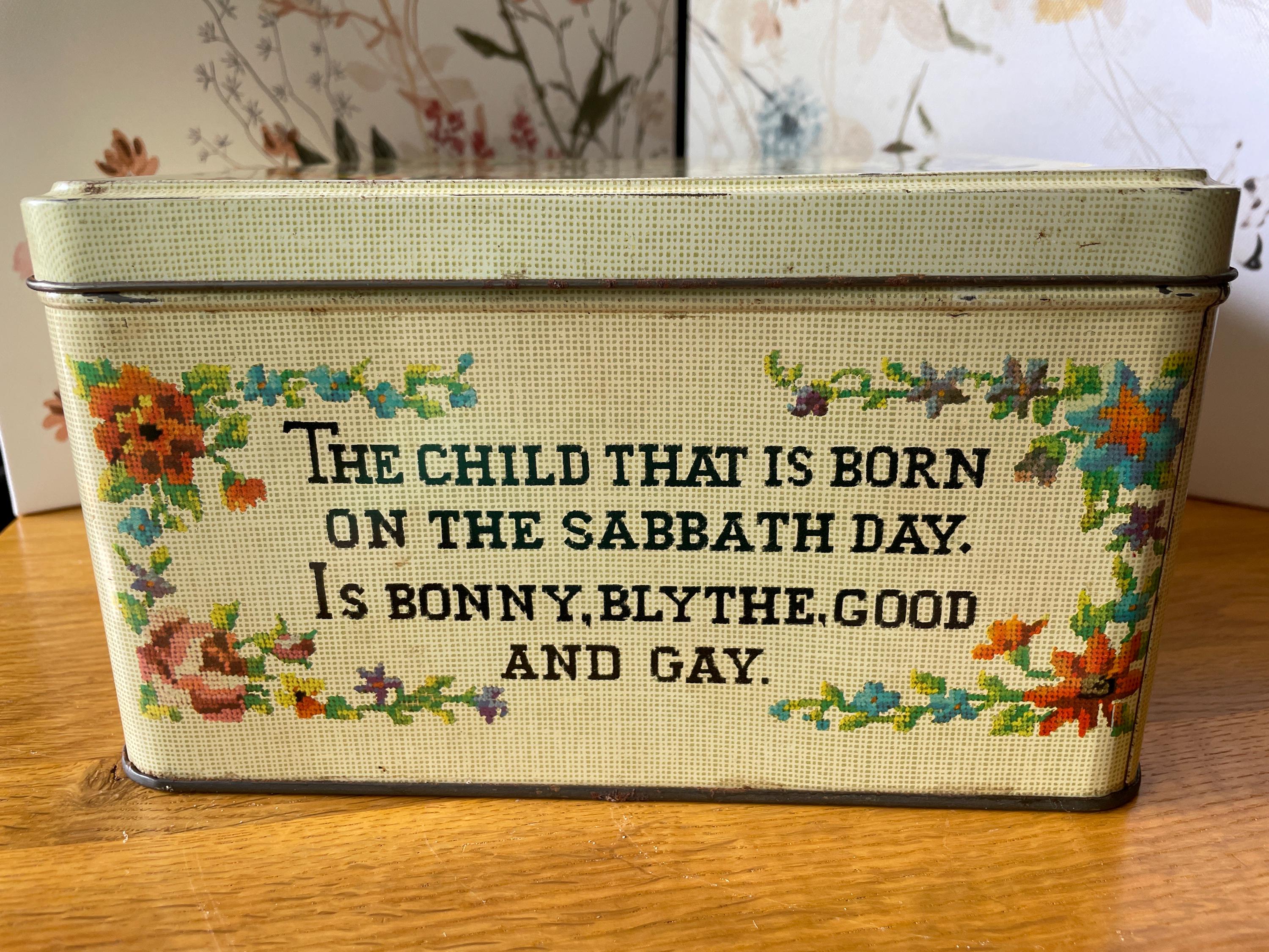 Vintage Mondays Child Poem Square Bisquit Tin “to the House of a Friend ...