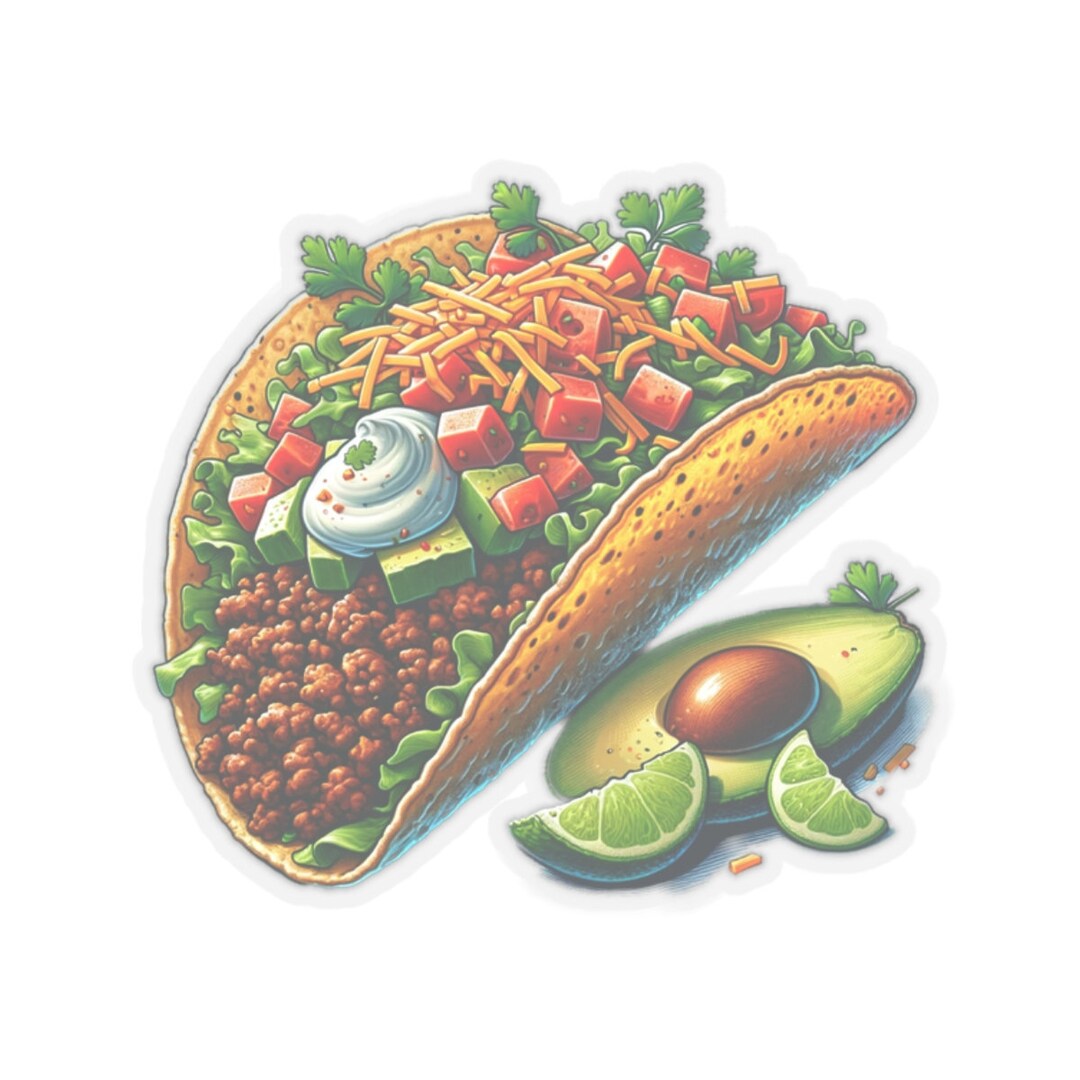 Taco Sticker, Taco, Laptop Sticker, Water Bottle Sticker, Fun Sticker ...