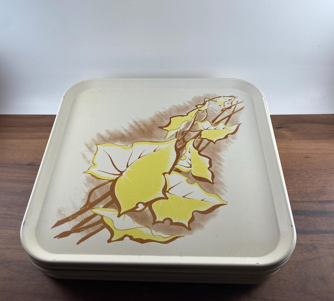 Vintage Metal Snack Trays, Choose Your Quantity, Square 10.75" Serving ...