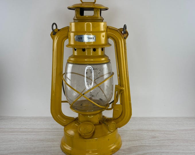 Vintage Yellow Kerosene Lantern: Triangle Hanging Lantern With Wick - Etsy