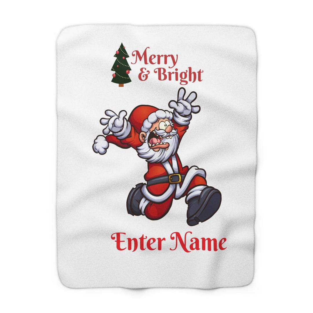Christmas Santa Claus Panic Sherpa Fleece Blanket, Holiday Winter Cozy ...